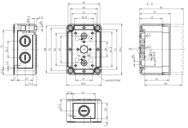TK enclosure model PC 1818-16-t m - polycarbonate (metric knockouts ...