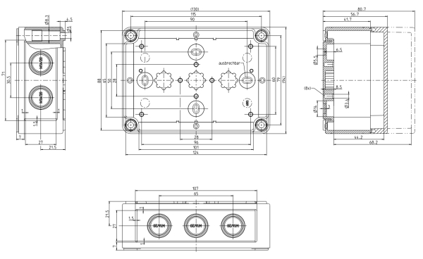TK enclosure model PC 1811-9-tm - polycarbonate (metric knockouts ...