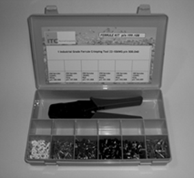 Ferrule kit, insulated 22-12AWG in plastic box, w/crimp tool 22-10AWG ...