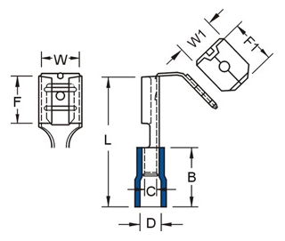 Vinyl insulated piggyback disconnect AWG22-16 red - ITC Products