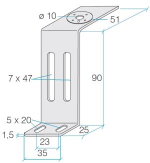 Steel support for 22 mm dia devices, h=90mm - ITC Electrical Components