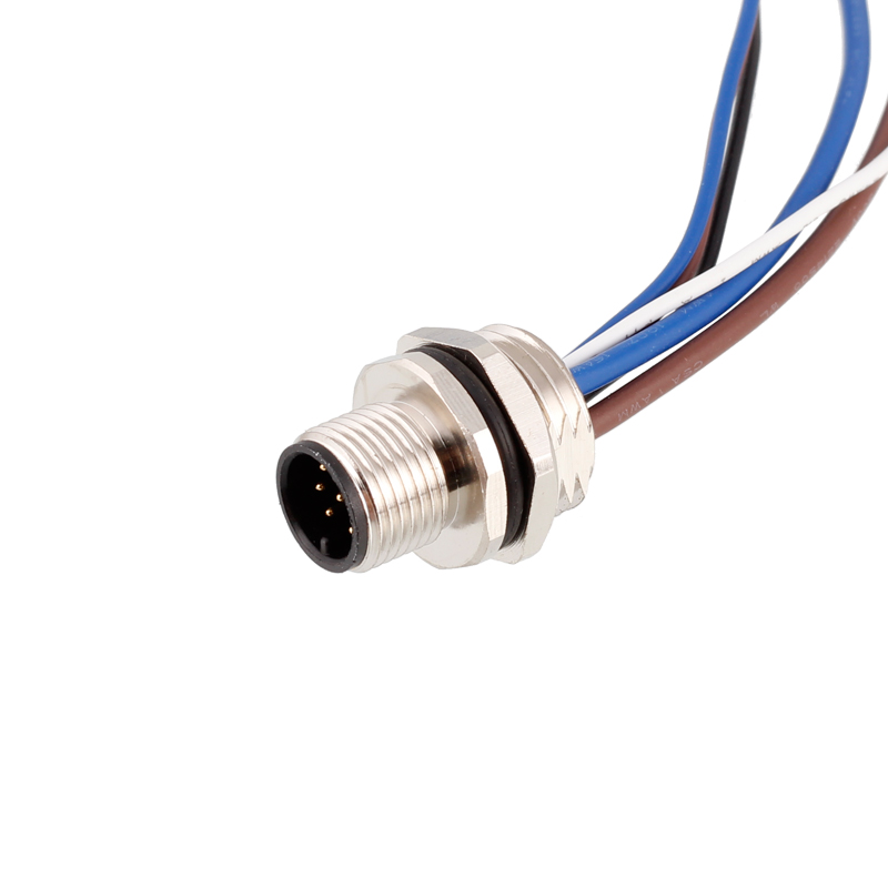 M12 Panel Interface Connector, Male, 8 pins, Brass, 300mm - ITC ...